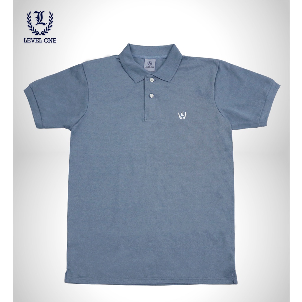Level One Men's Polo Shirt with "L" Crest Embroidery (Gray) | Shopee Philippines