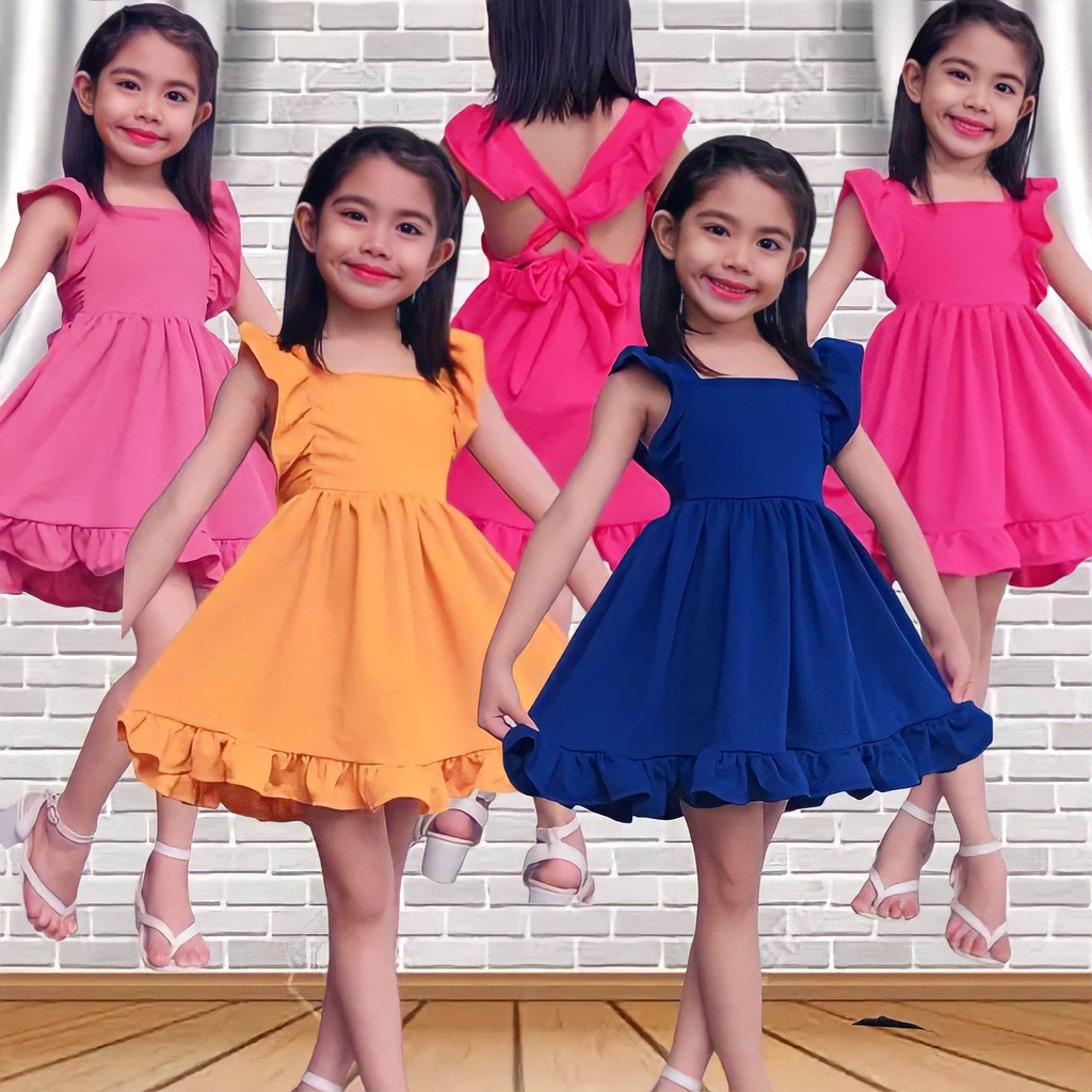 KIKAY TREND I TONY KIDS PLAIN VBACK BUTTERFLY KIDS DRESS FIT 3-5 YEARS ...