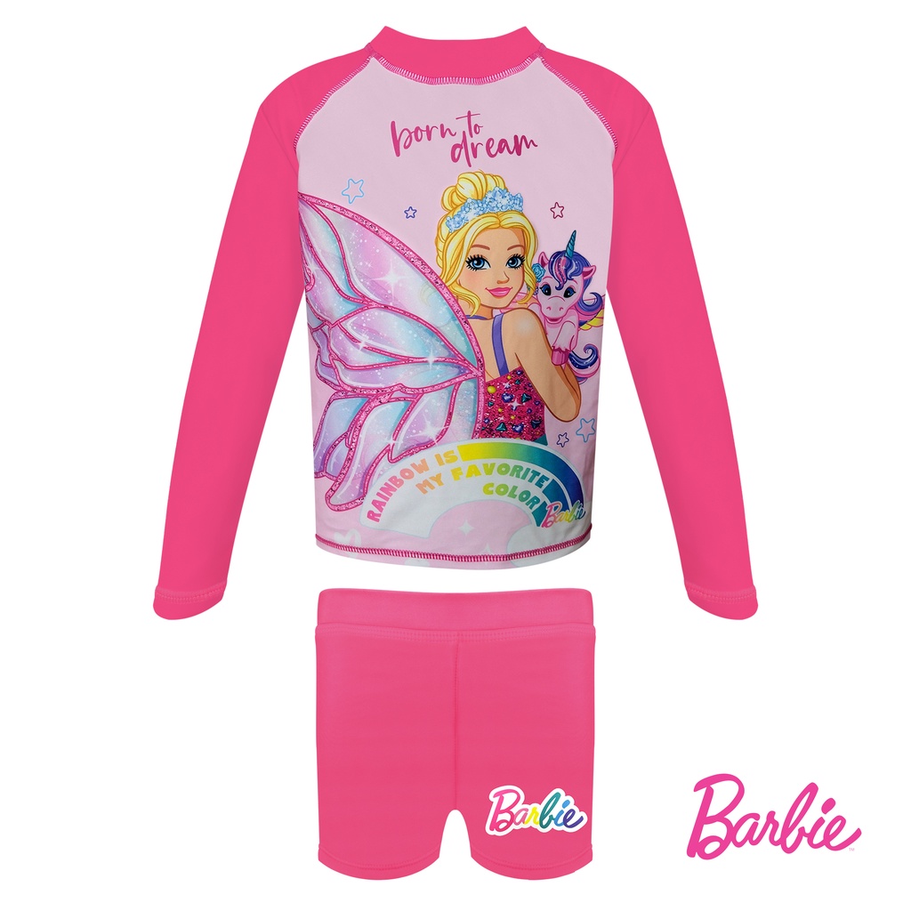 Barbie Long Sleeved Rashguard Boyleg Set w/ Back Zipper Girls Kids ...