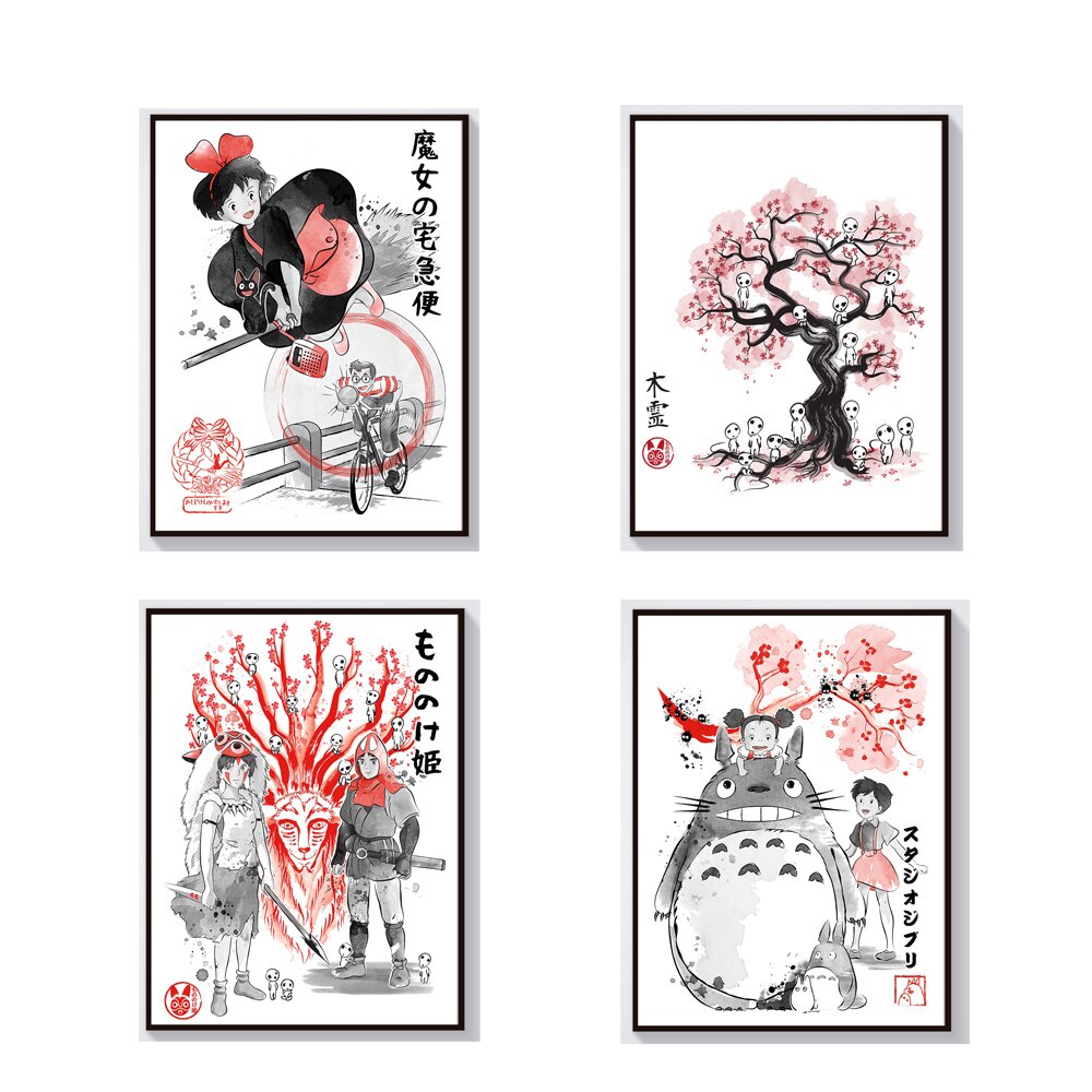 Anime Poster Canvas Painting Wall Art My Neighbour Totoro Growing Trees ...