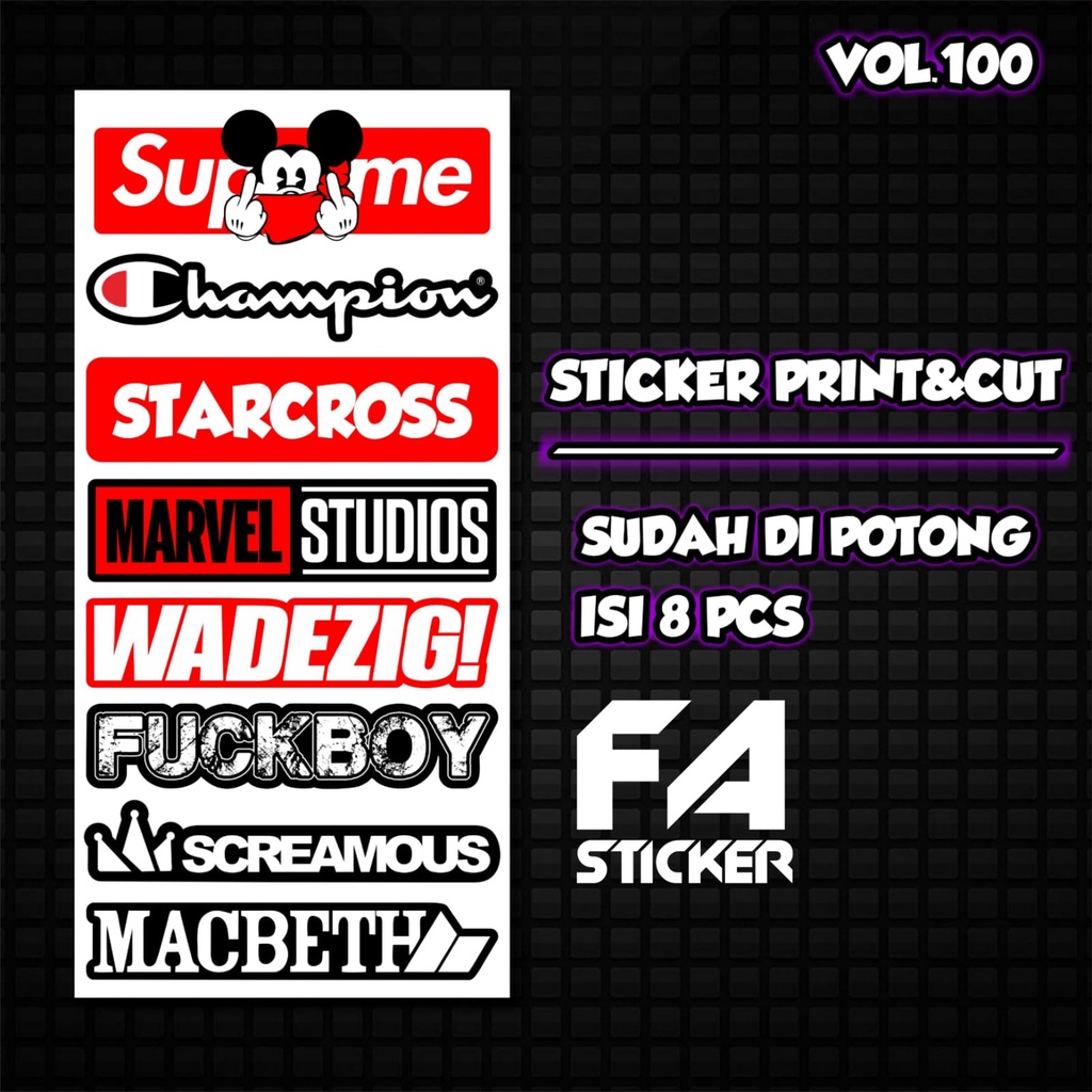 Pack Print Cut Vol 100 Stickers Latest Viral Motorcycle Stickers Helmet ...