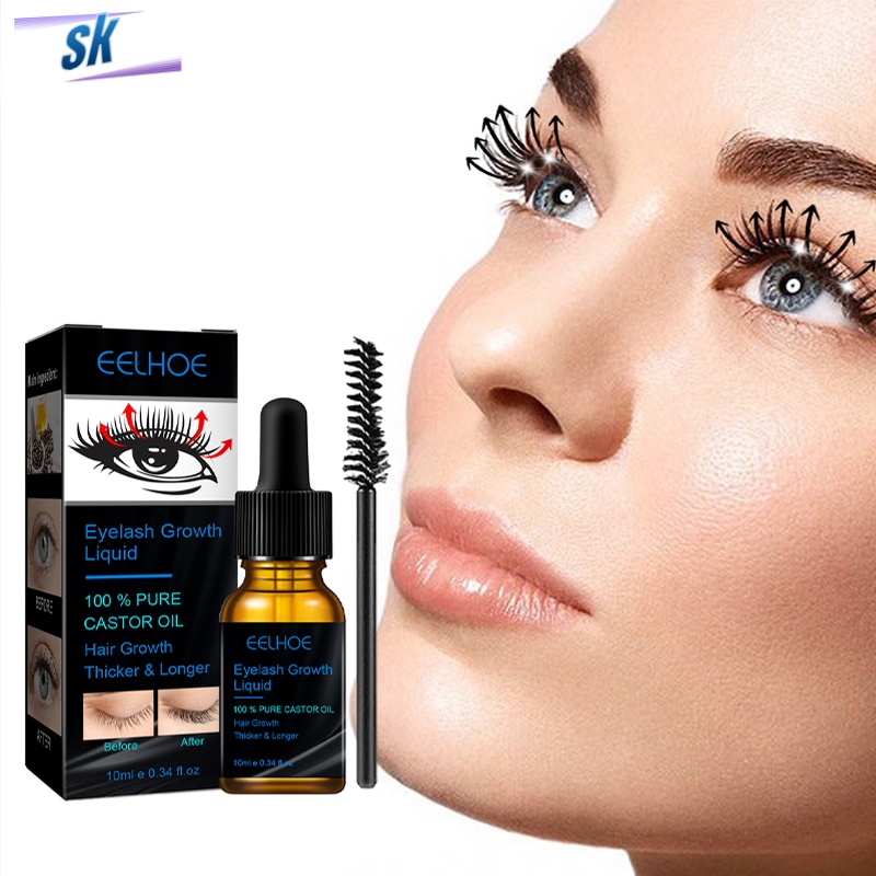 SK 10ml Natural Castor Oil Hair Eyebrow Lashes Growth Serum | Shopee ...