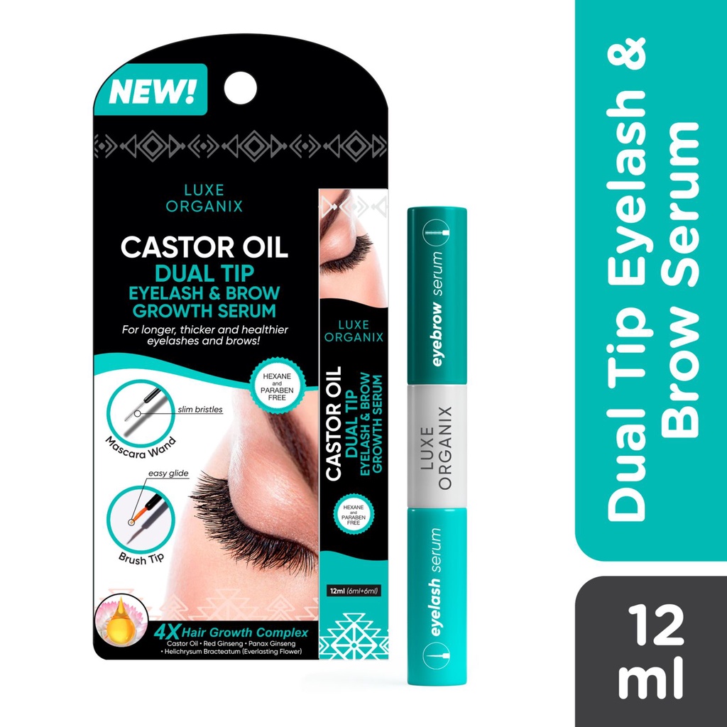 Luxe Organix Castor Oil Dual Tip Eyelash & Brow Growth Serum 12ml ...