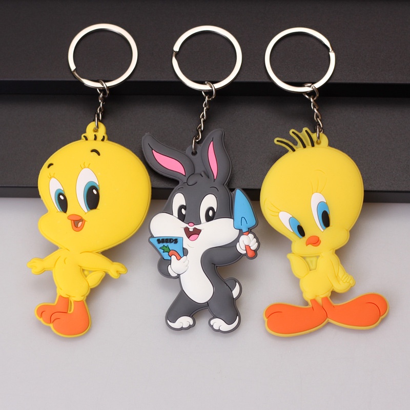 Tweety TweetyBird Rabbit Keychains Double Side Soft Cartoon Keychain ...