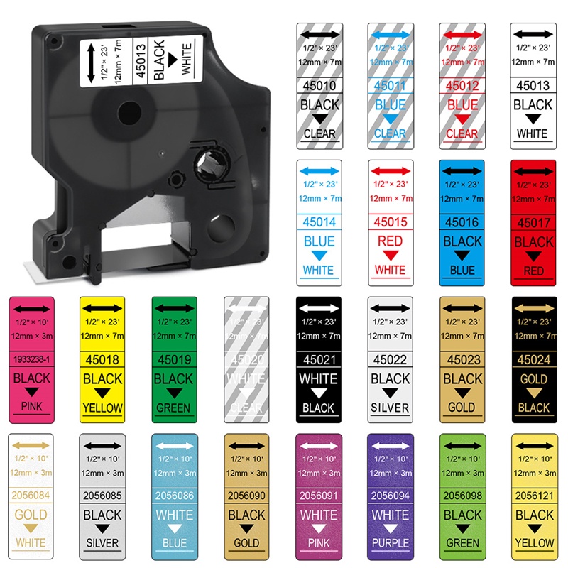 BYZ TAPE 45013 12mm Compatible Dymo D1 Machine Label 45010 40913 43610 ...