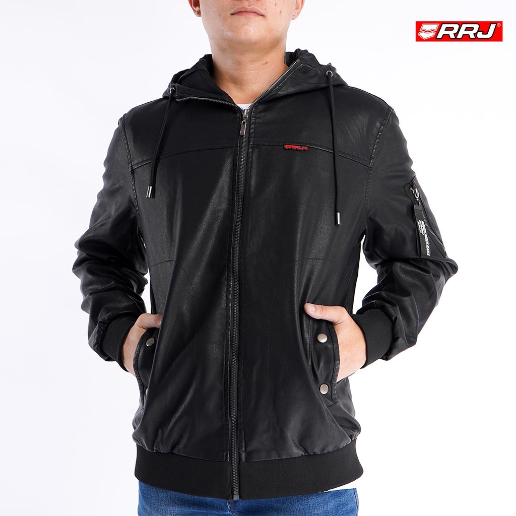 RRJ Men's Basic Leather Jacket Regular Fit 17827 (Black) | Shopee ...
