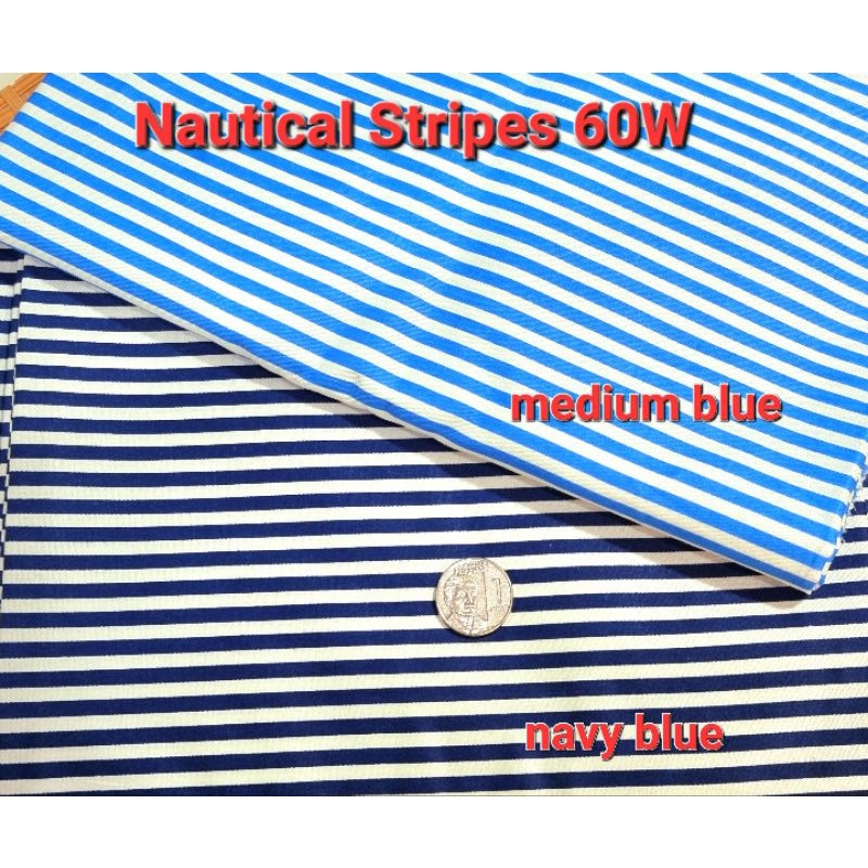 Nautical Stripes Blue Fabric Japanese Woven Cotton 60" Width | Shopee ...