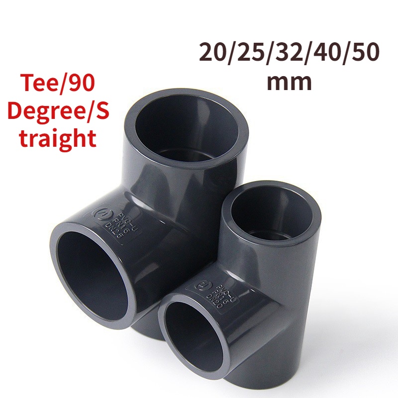 3 Types 20-50mm PVC Pipe Fittings Tee/90 Degree/Straight Joint Home ...