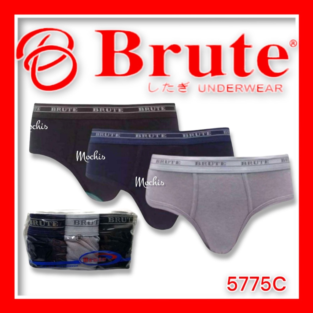 Brute 3pcs Men's Colored Hipster Briefs in 100% Cotton with trasparent ...