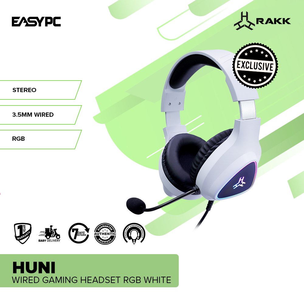 EasyPC | RAKK HUNI RGB Wired Gaming Headset| Black and White | Shopee ...