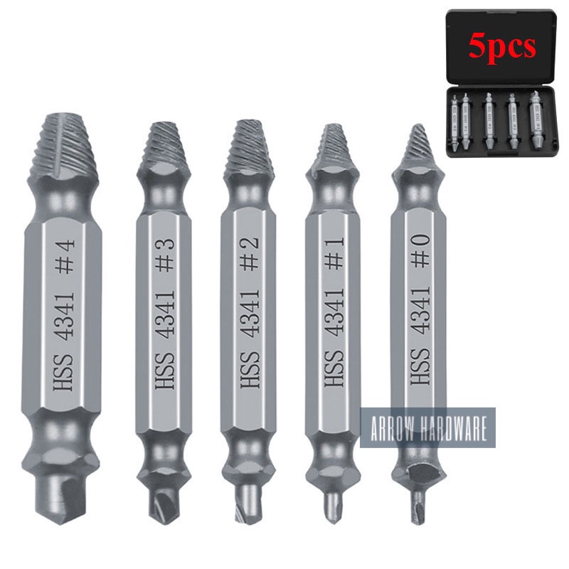 Arrow 5pcs Speed Out Screw Extractor Drill Bits Guide Set Broken ...