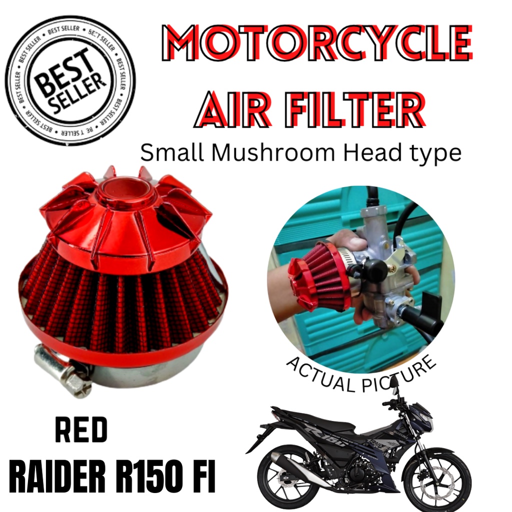 MOTORCYLE AIR FILTER FOR RAIDER R150 FI | RED | SMALL MUSHROOM HEAD ...
