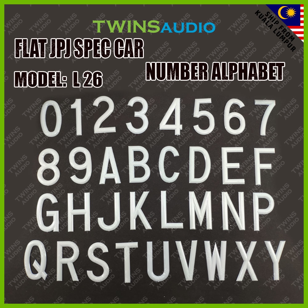 Flat JPJ Spec Car Number Alphabet L26 (1 PC) / Nombor Plate Kereta ...