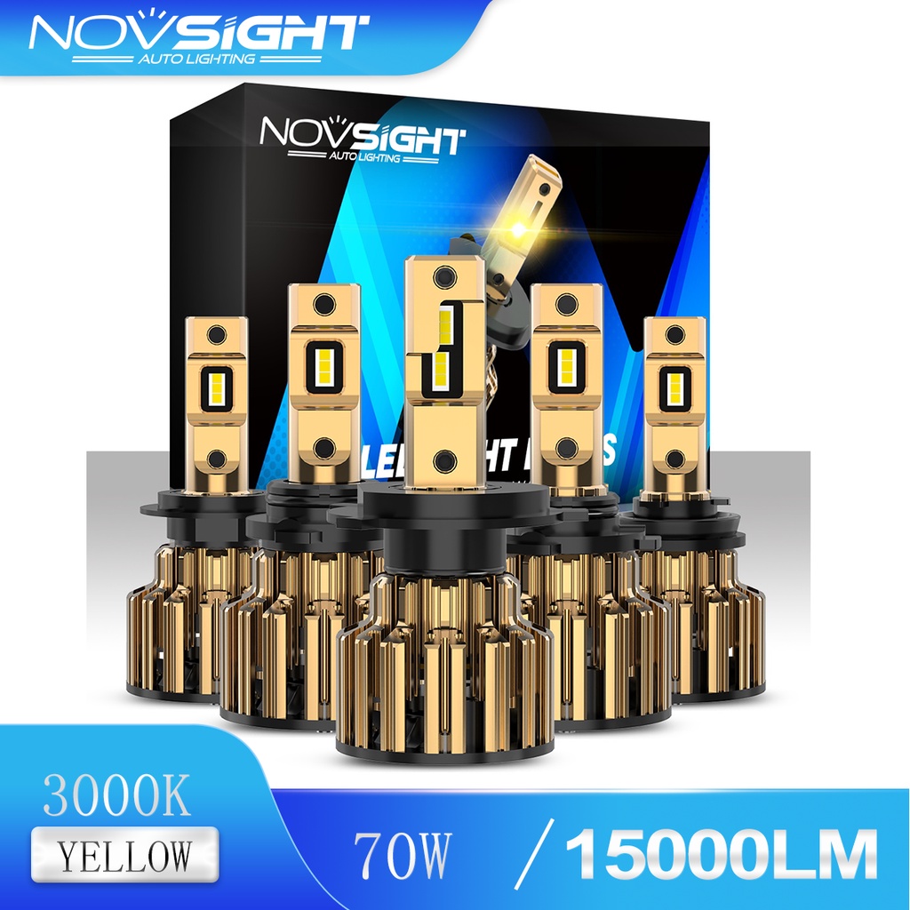 Novsight F03Y 3000K yellow light Super Bright Car LED Headlight 9005 9006 H4 H11 H7 70W 15000LM ...
