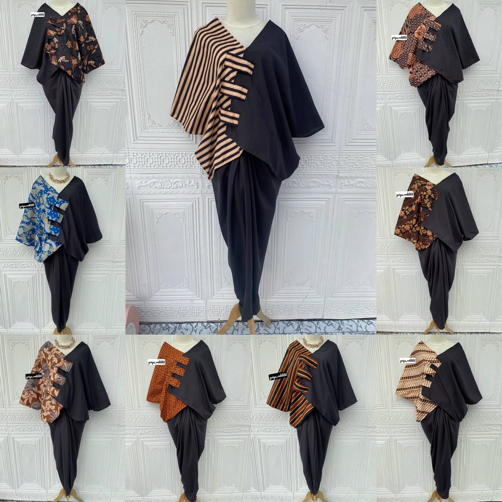 Ethnic BATIK CROP TOP KEBAYA SET STRAIGHT MODEL OVER SIZE PREMIUM ...