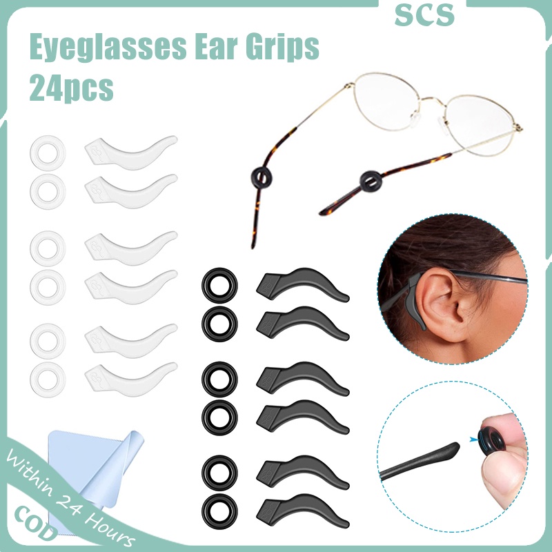 24PCS Anti Slip Eyeglasses Ear Grips Silicone Ear Hook Eyeglass ...