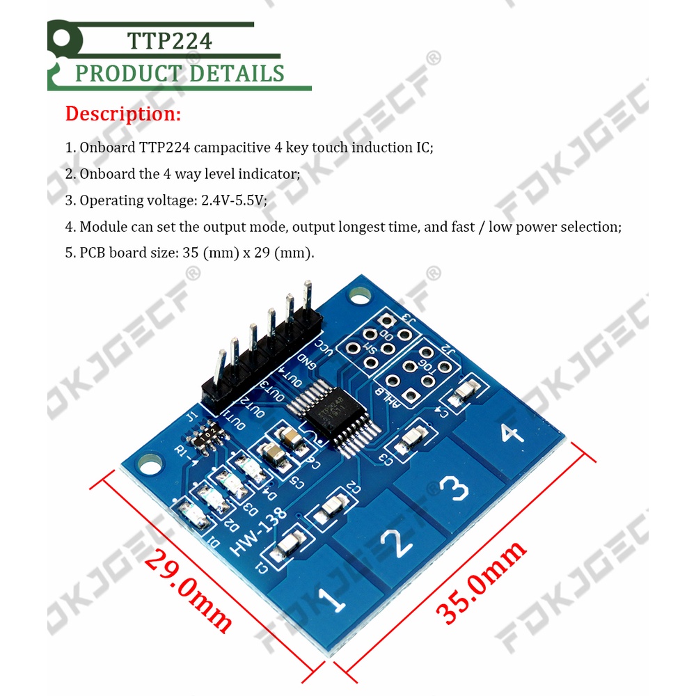 TTP223 / TTP223B / TTP224 / TTP226 / TTP229 Jog Digital Touch Switch Sensor Digital 1/4/8/16 ...