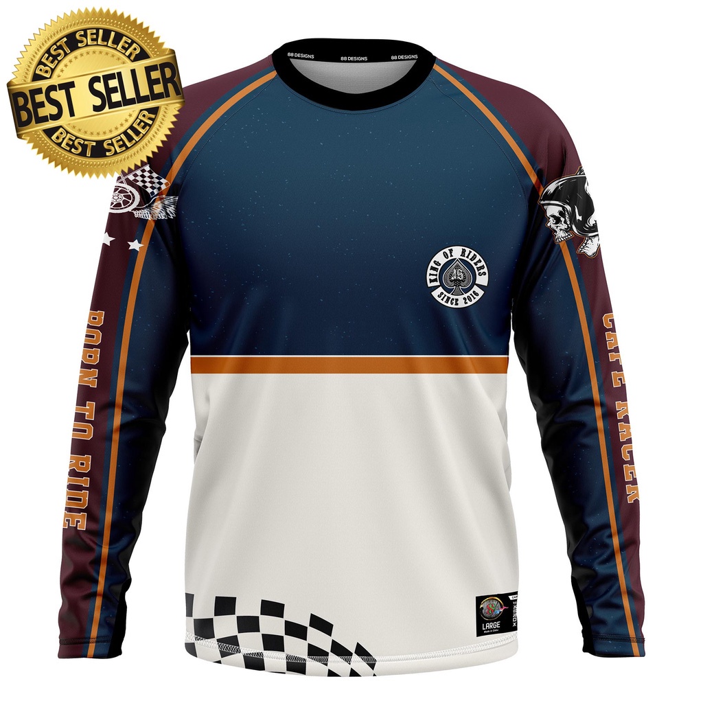 Motor Cycle Jersey Long Sleeve for Men Dri Fit NO DREAD BY 88 DESIGNS SHUTTER VINTAG Racing ...