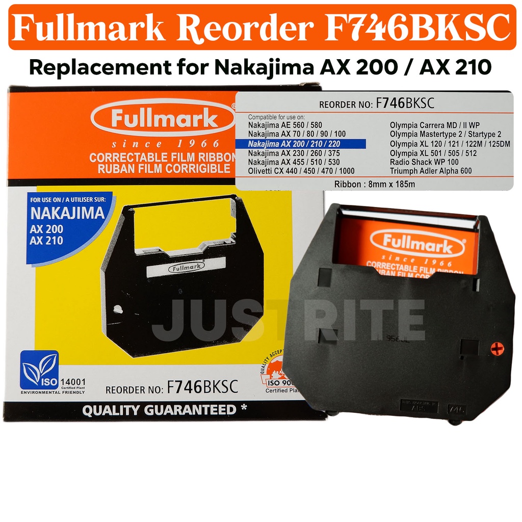 Fullmark Typewriter Ribbon F746BKSC Nakajima AX 200 / AX 210 ...