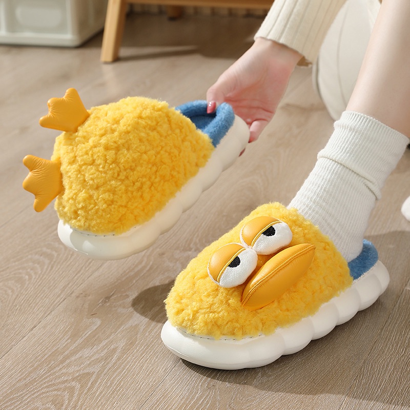 3D Cartoon Duck Cotton Slippers Parent-child Warm Thick Soled Indoor ...