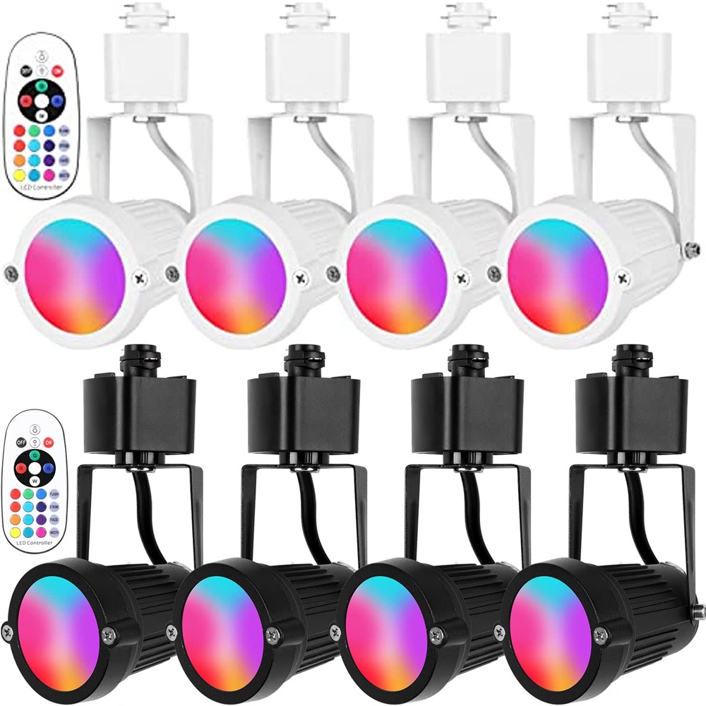 12W LED RGBW Track Light Remote Control Dimmable Spotlight Heads ...