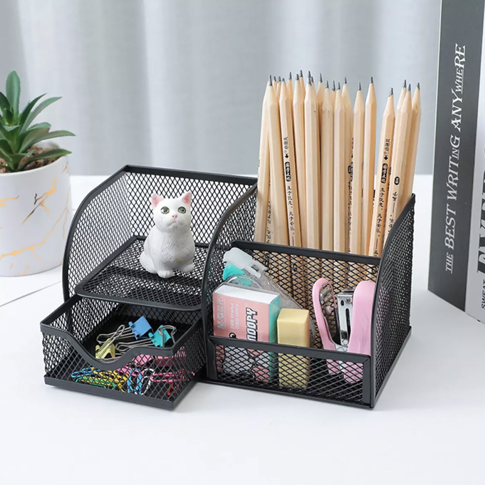 4in1 Mesh Desk Organizer Multifunctional Organizer for Home and Office ...