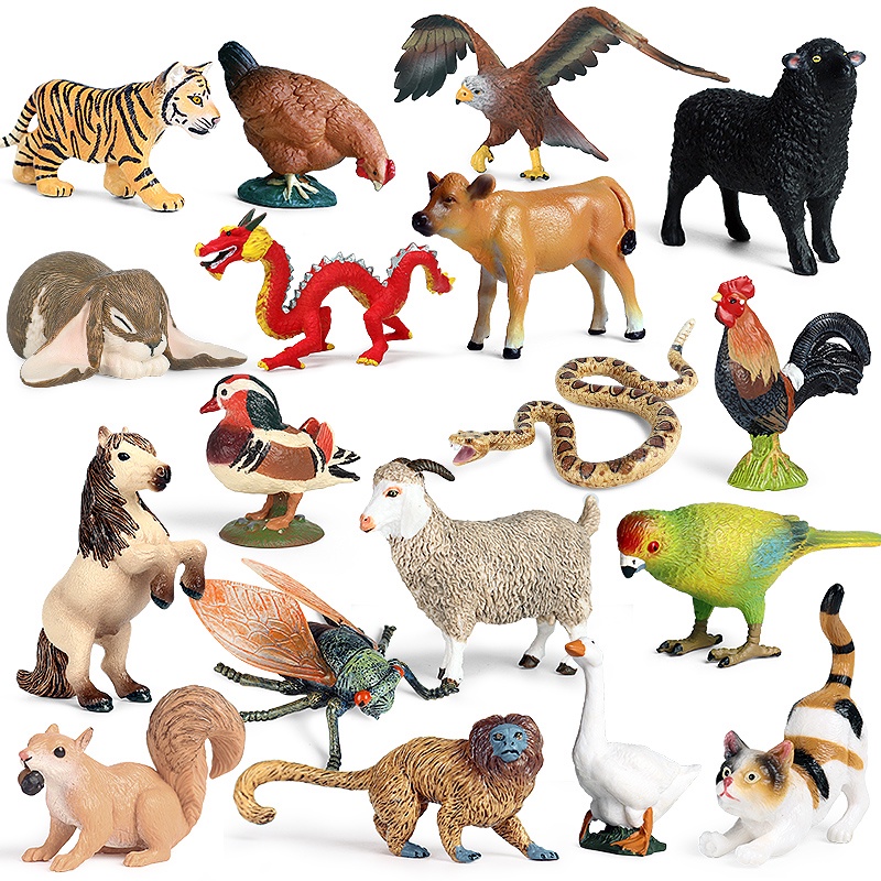 Farm Poultry Goose Duck Horse Pig Cow Cat Sheep Animals Model Action ...