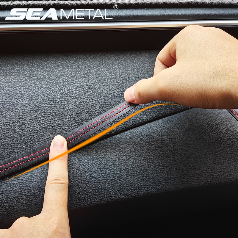 SEAMETAL Car Interior Moulding Sticker Pu Leather Dashboard Door Decor ...