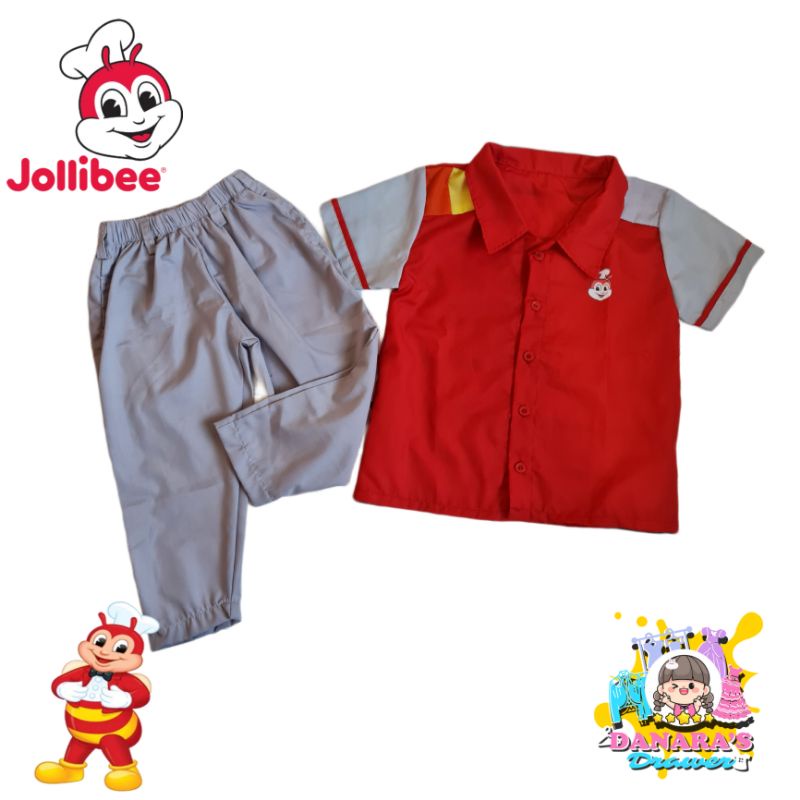 JOLLIBEE COSTUME UNIFORM TOPS+PANTS+CAP TOPS+SHORT+CAP | Shopee Philippines
