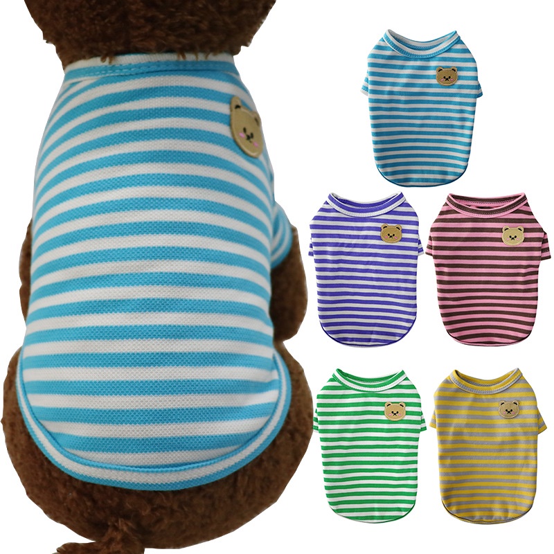 Breathable Dog Clothes for Shih Tzu Male Female Stripe Dog Tshirt Cute ...