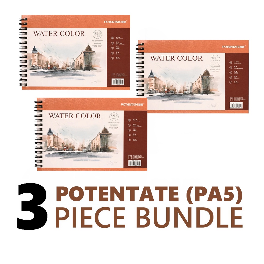 BUNDLE DEAL -3 PCS. SPIRAL POTENTATE PA5 Watercolor Paper pad 5.3x7.5in ...