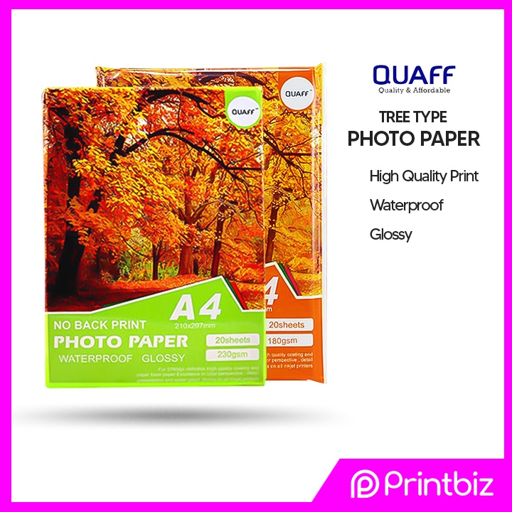 QUAFF Photo Paper A4 Size 180GSM | 230GSM (20 Sheets/pack) | Shopee ...