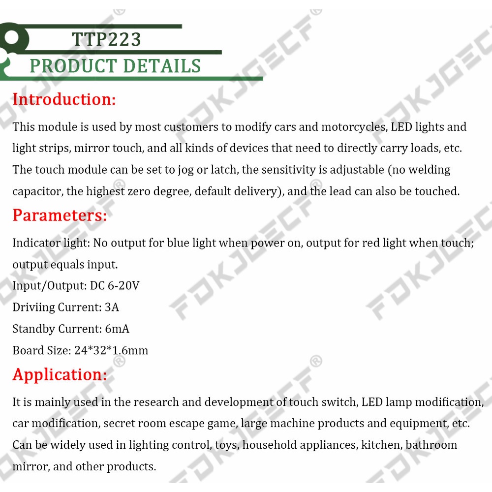 TTP223 / TTP223B / TTP224 / TTP226 / TTP229 Jog Digital Touch Switch ...