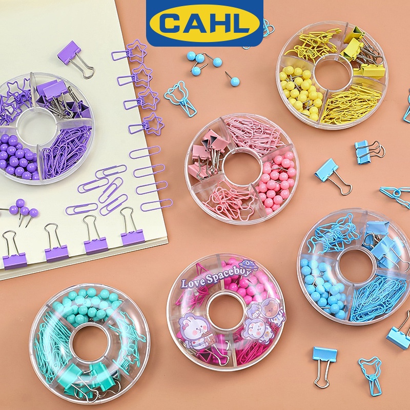 Small Binder Clips and Paper Clips Push Pins Tacks Set, Total 100 Pcs ...