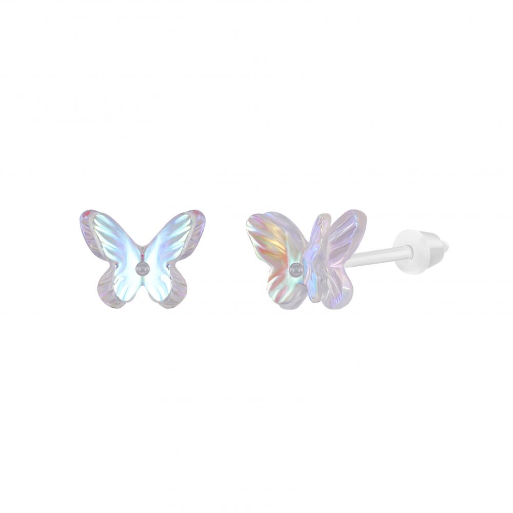 1 Pair Butterfly Stud Earrings Hypoallergen Multicolor Resin Ear ...