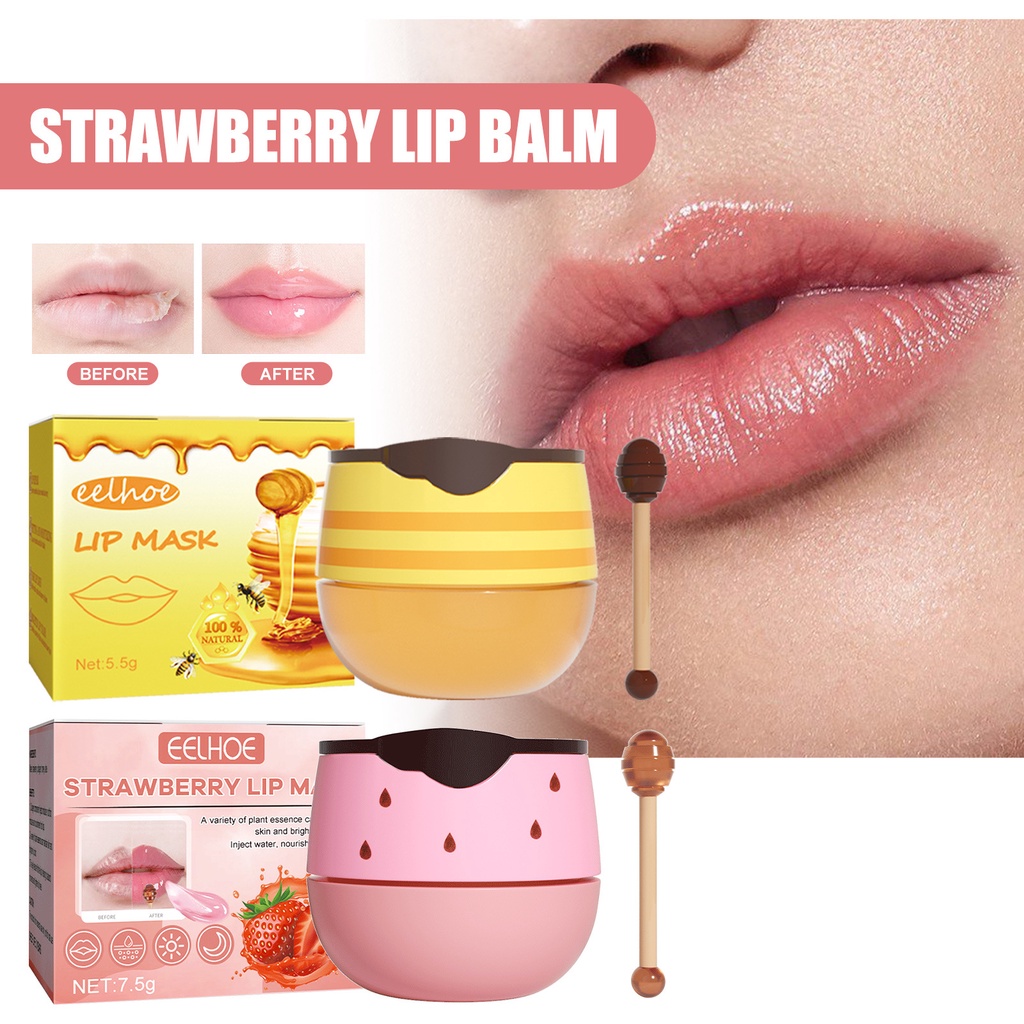 EELHOE Honey lip mask Strawberry lipstick Sleep labial membrane ...