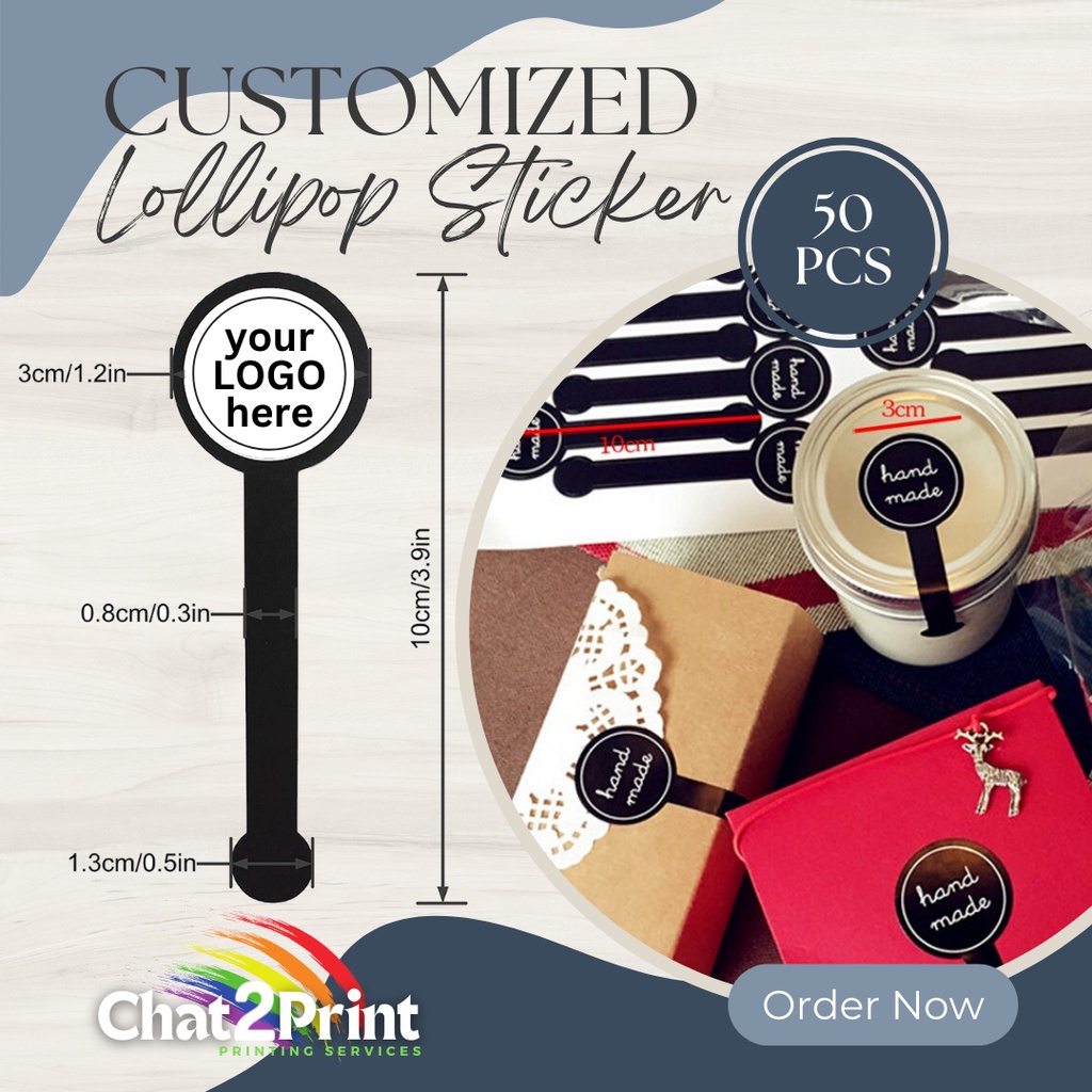 Lollipop Sticker | Chat2print 50pcs Product Label Seal | Customized ...