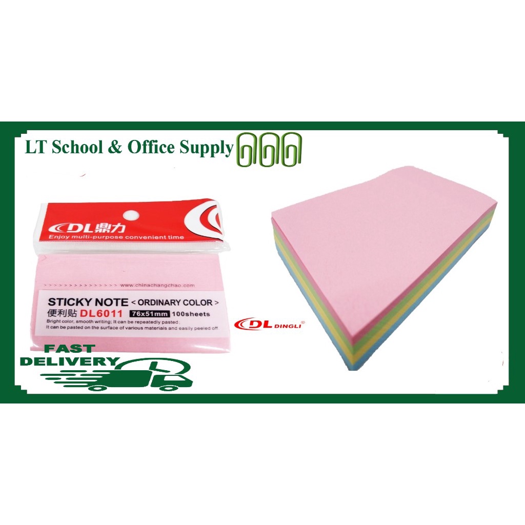 100 Sheets/Pad Sticky Note 4 Ordinary Color (DL6011) | Shopee Philippines