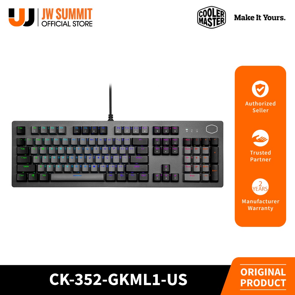 CoolerMaster CK352 Blue Switch Clicky Wired Gaming Mechanical Keyboard ...