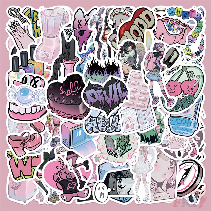 Domi Art . Cool Pink Girls Series 01 Stickers 60Pcs/Set Waterproof DIY ...