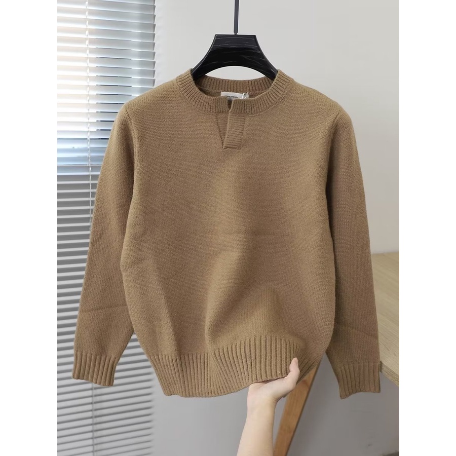 Autumn Winter Sweater Men's Solid Color Pullover Round Neck Soft ...