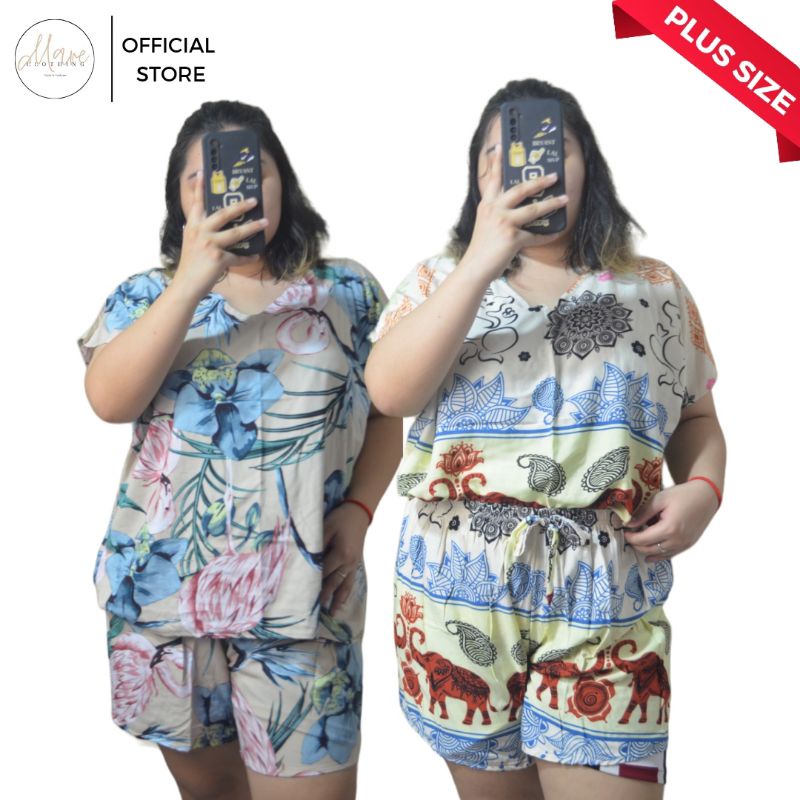 3XL Plus Size Challis Terno Blouse V-Neck | Terno Short | Taytay Tiangge | XL-3XL | Shopee ...