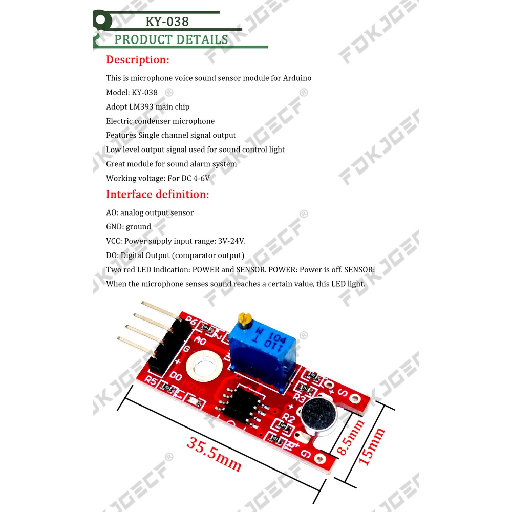 Microphone Voice Sound Sensor Detection Module For Arduino Avr Pic Analog Digital Output Sensors