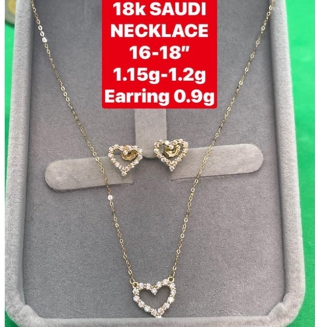 COD PAWNABLE 18k SAUDI GOLD SET NECKLACE & EARRING | Shopee Philippines