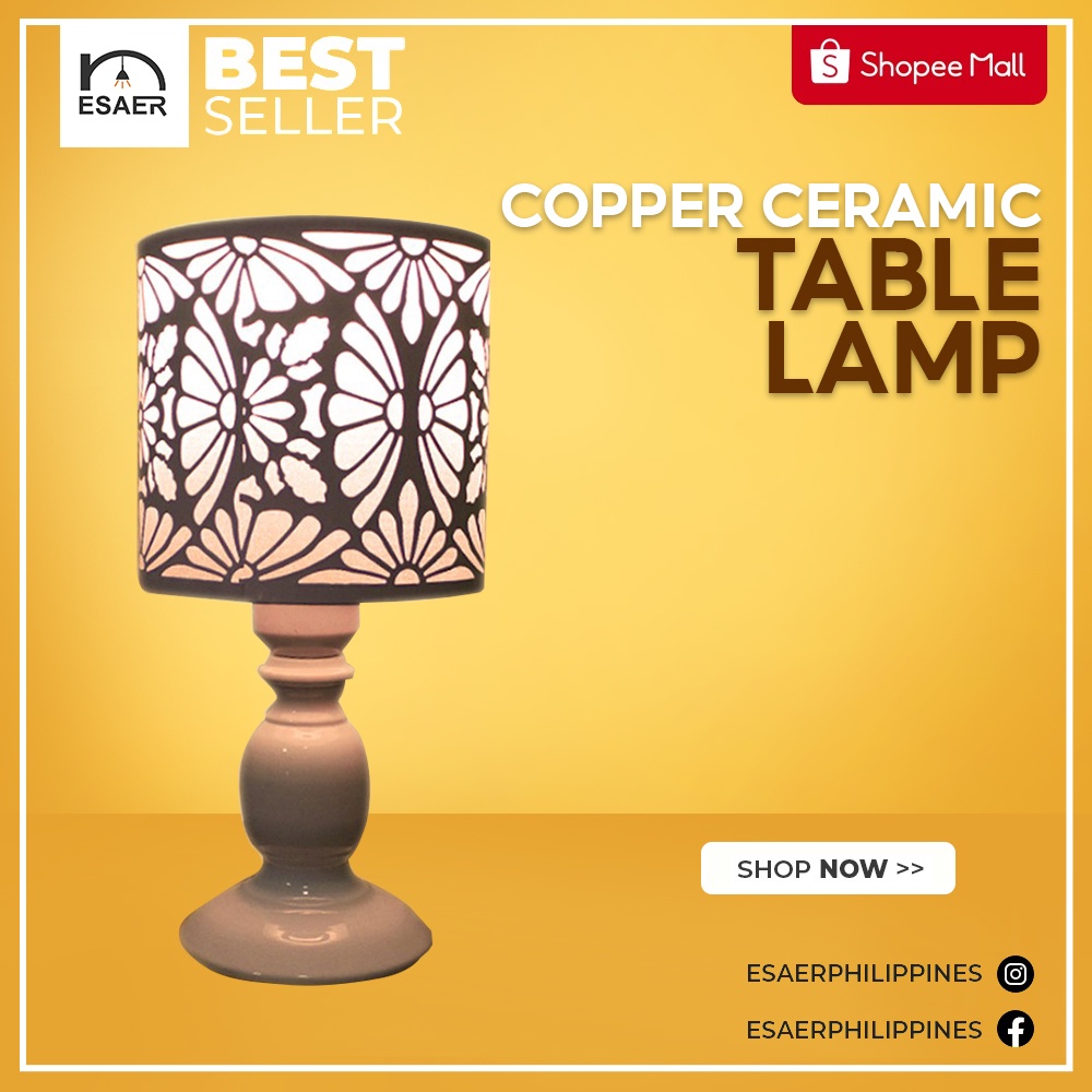 ESAER American Seating Corner Copper Ceramic Table Lamp Shade | Shopee ...