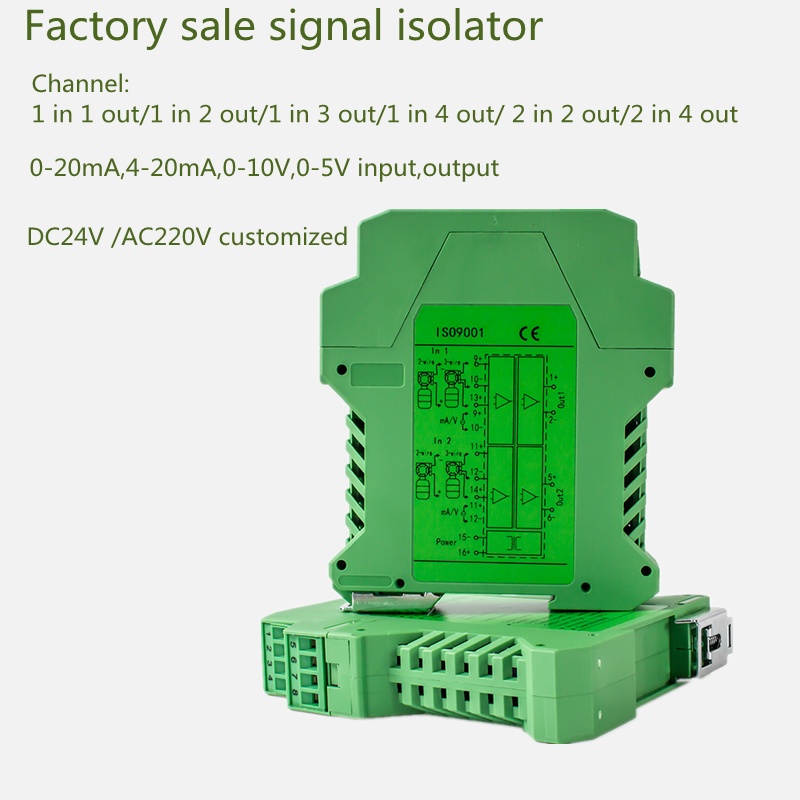 AC220V DC24V Power Supply 0-10V 4 20Ma Signal Converter Signal Splitters Signal Isolator ...