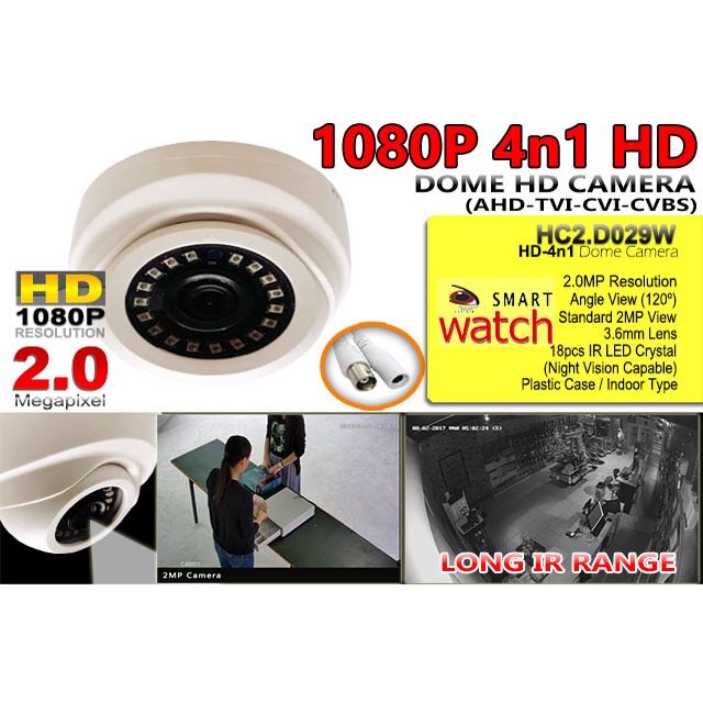 1080P HD CCTV Camera: Smartwatch D029W Dome Type Camera:Clear HD View ...