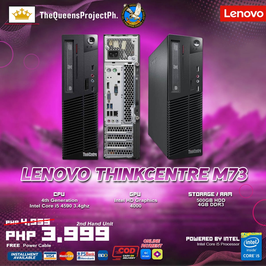 Computer Desktop CPU LENOVO THINKCENTRE M73 SFF Intel Core i5 4590 3 ...