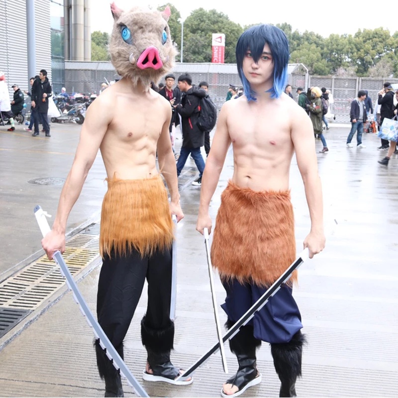 Anime Inosuke Hashibira Cosplay Costume Hashibira Inosuke Apron Pants ...