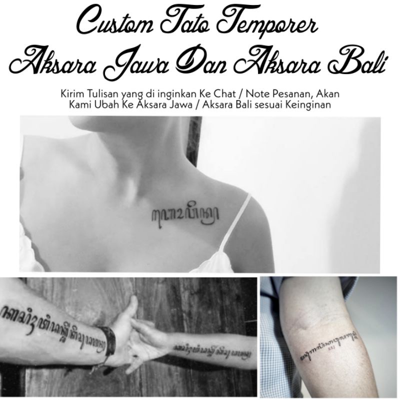 Custom Javanese Script Tattoos and Balinese Scripts Request Temporary ...